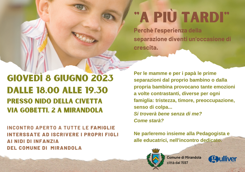 "A più tardi" - Comune di Mirandola